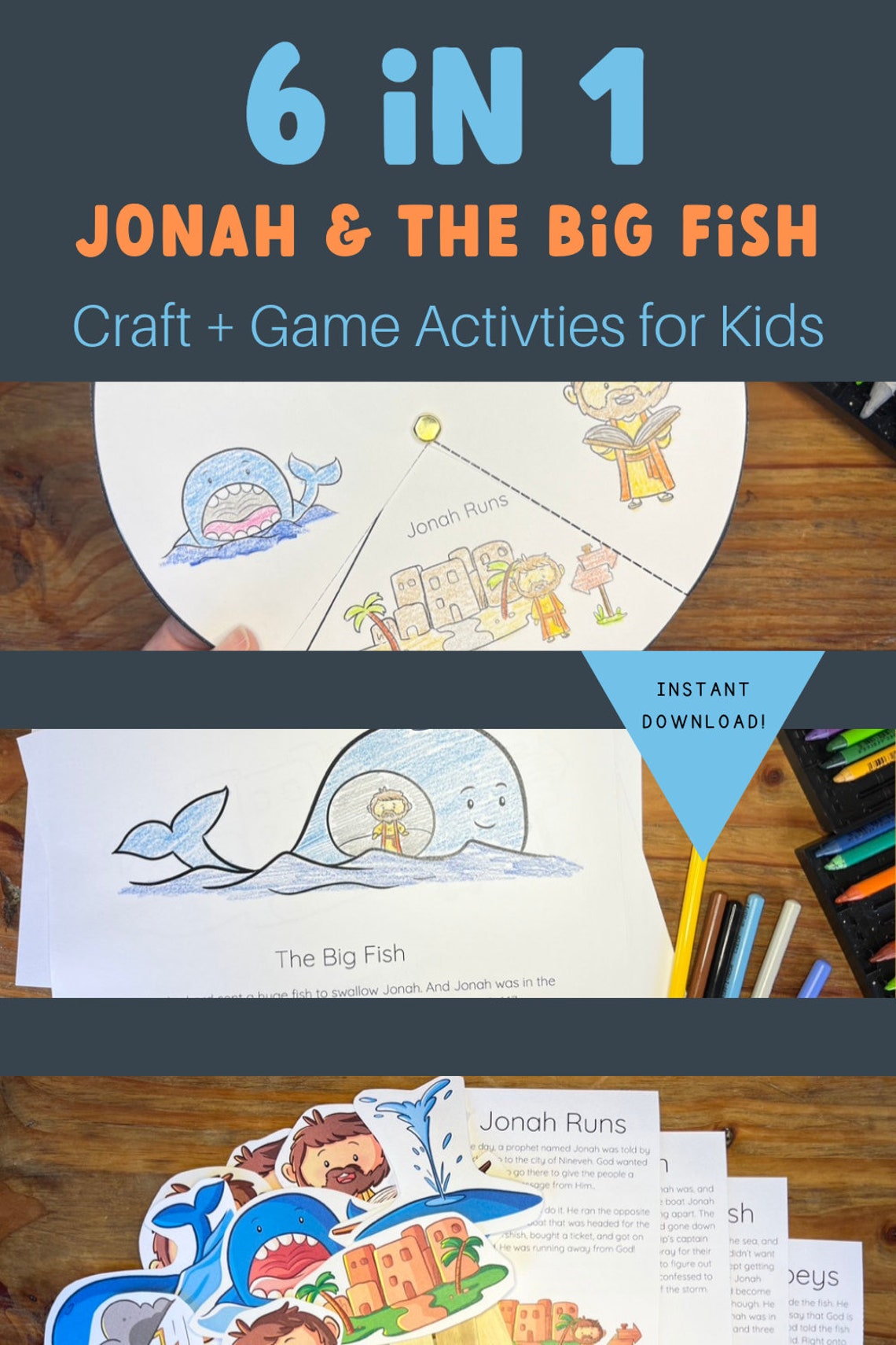 Jonah Bible Story Craft Jonah and the Whale Game for Kid Sunday School ...