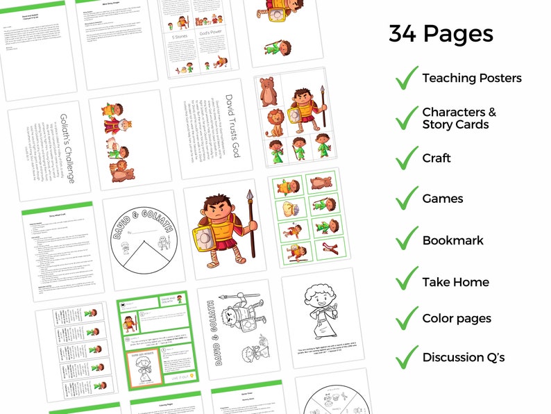 David and Goliath Lesson for Kid Sunday School David & Goliath Bible ...