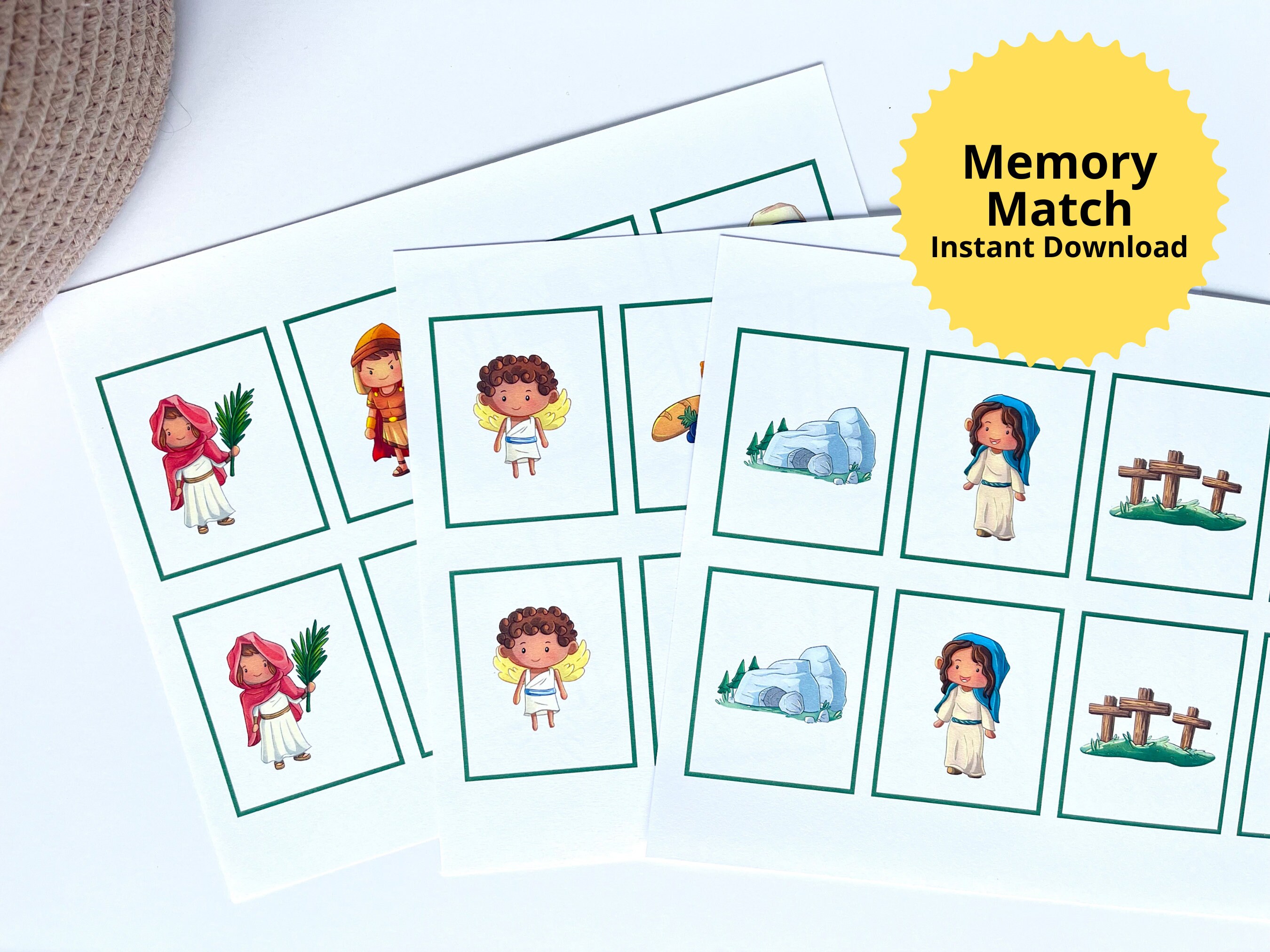 Easter Memory Game for Kid Printable Bible Story Lesson Sunday School ...