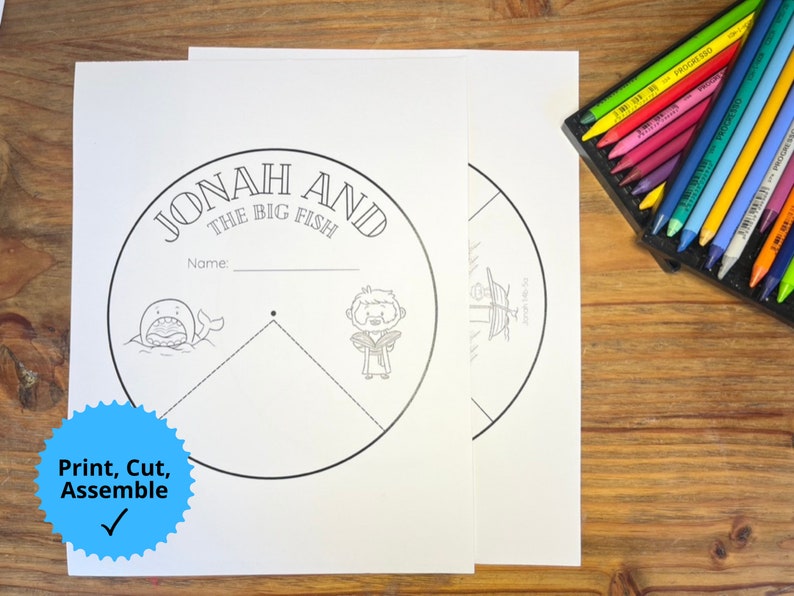 Jonah and the Big Fish Story Wheel Jonah and the Whale Craft for Kid ...