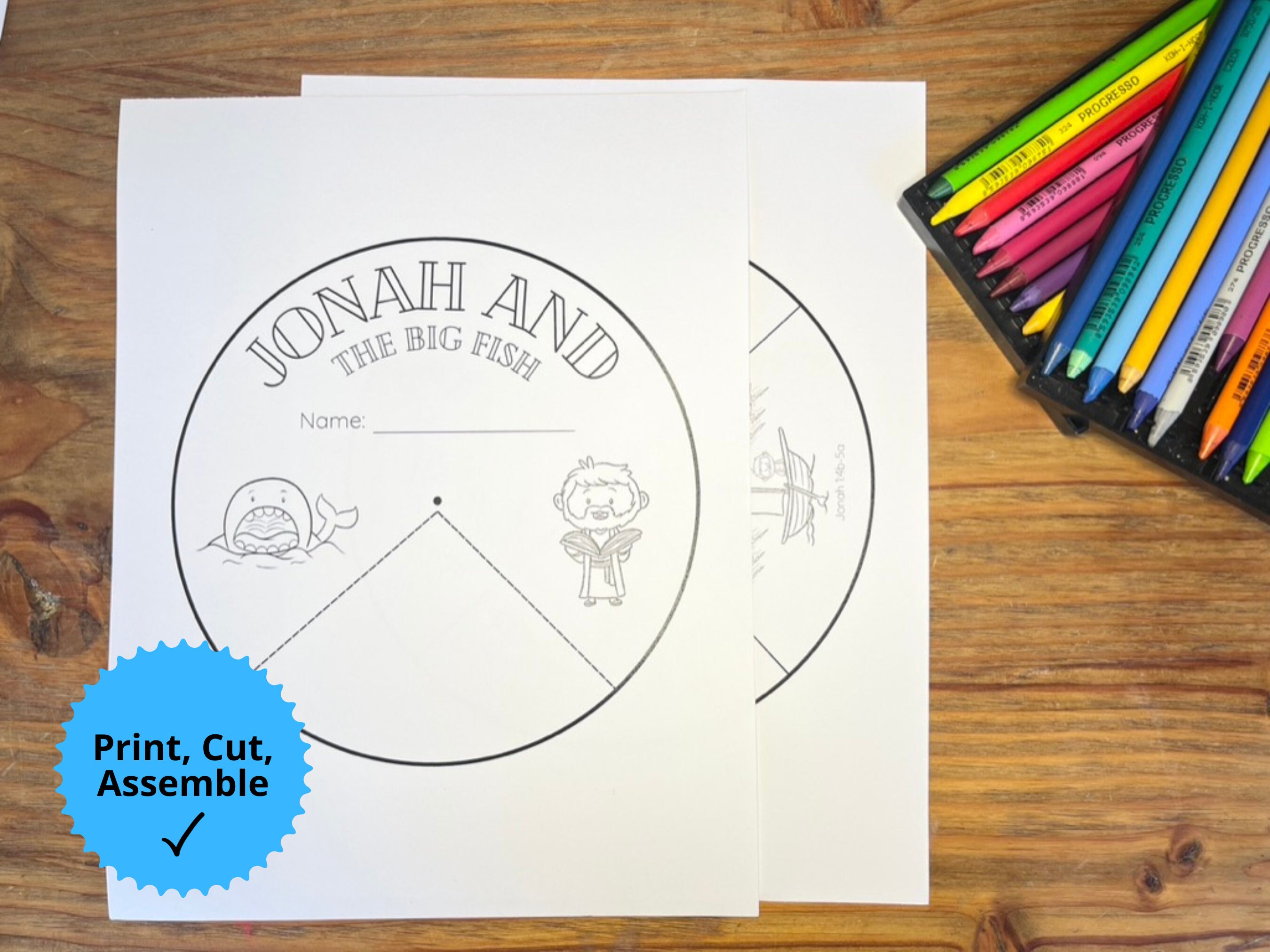 Jonah and the Big Fish Story Wheel Jonah and the Whale Craft for Kid ...