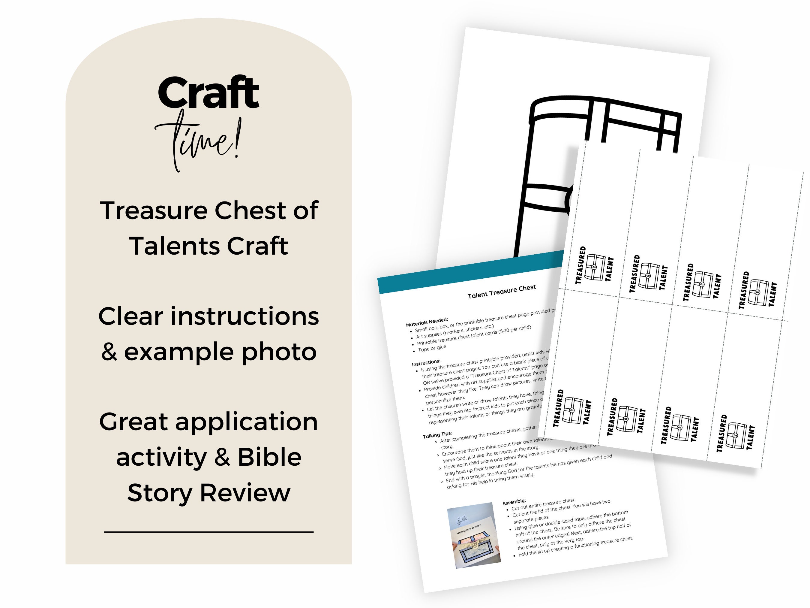 Parable of the Talents Craft for Kid Church Sunday School Printable Bible Story Activity for ...