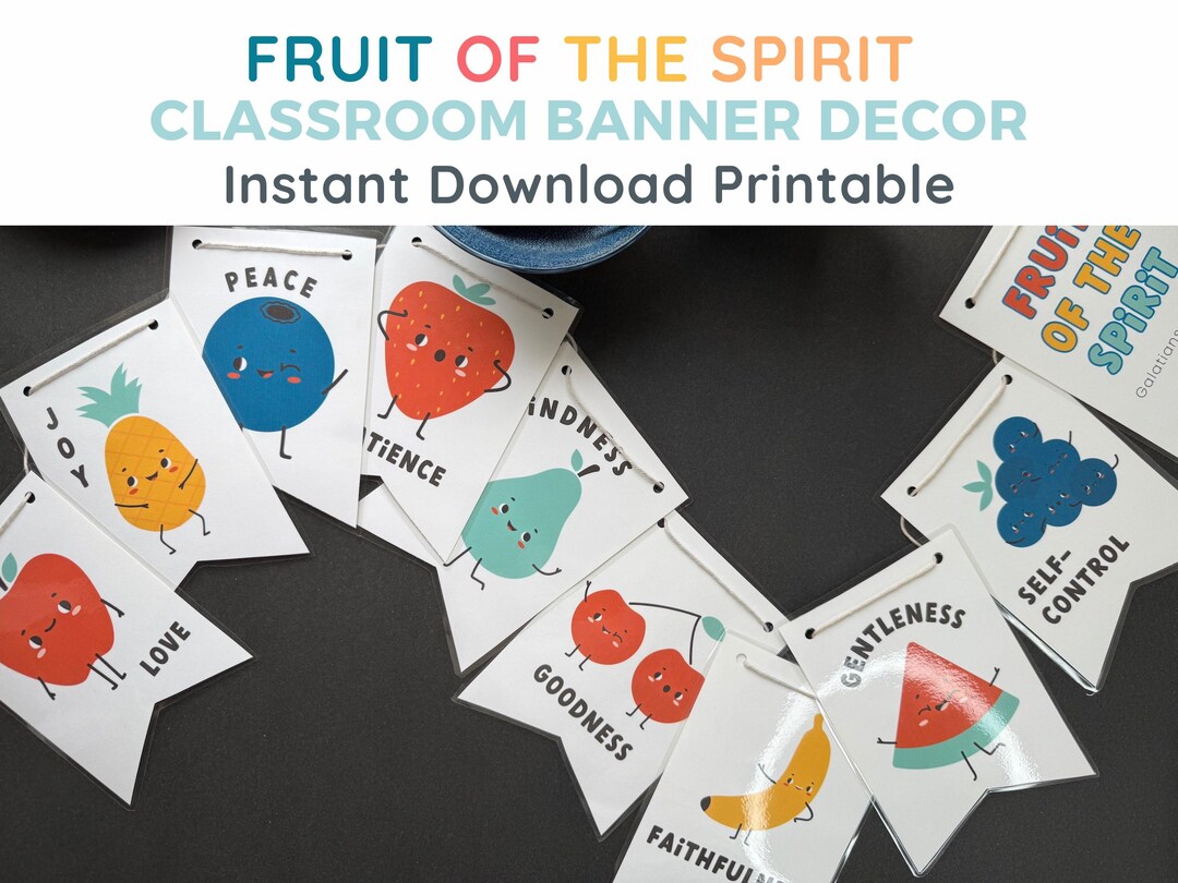 Fruit Spirit Classroom Wall Decor Sunday School Bible Lesson Flashcards ...
