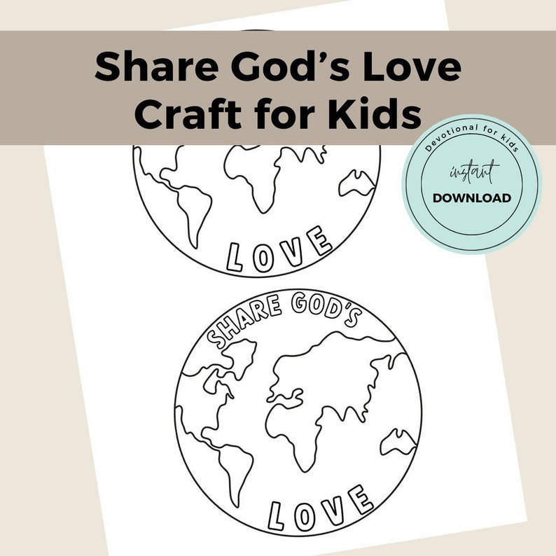 Share Gods Love Craft for Kid Printable Christian Missionary Craft for Children Sunday School ...