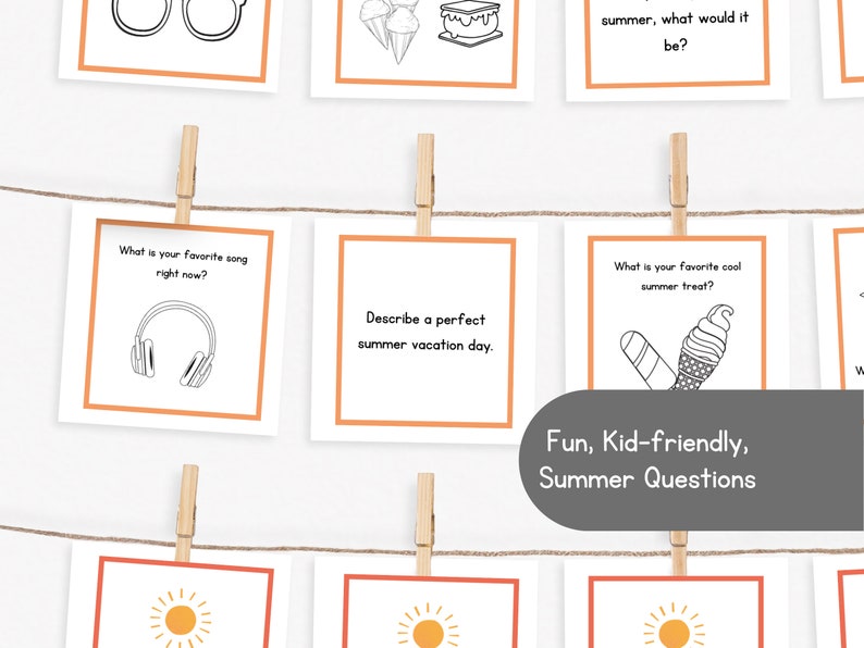 Conversation Card Family Set of 30 Summer Kid Printable Conversation ...