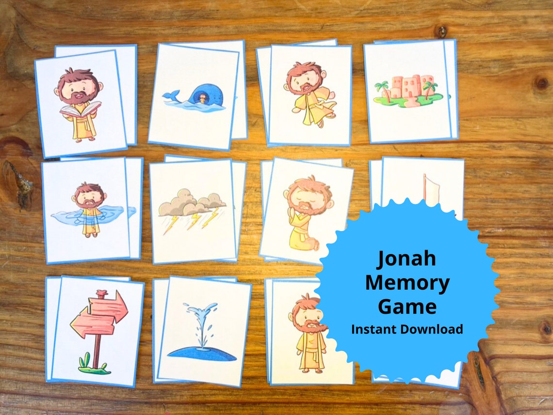 Jonah Memory Game Printable Jonah Bible Lesson for Kid Jonah Bible ...