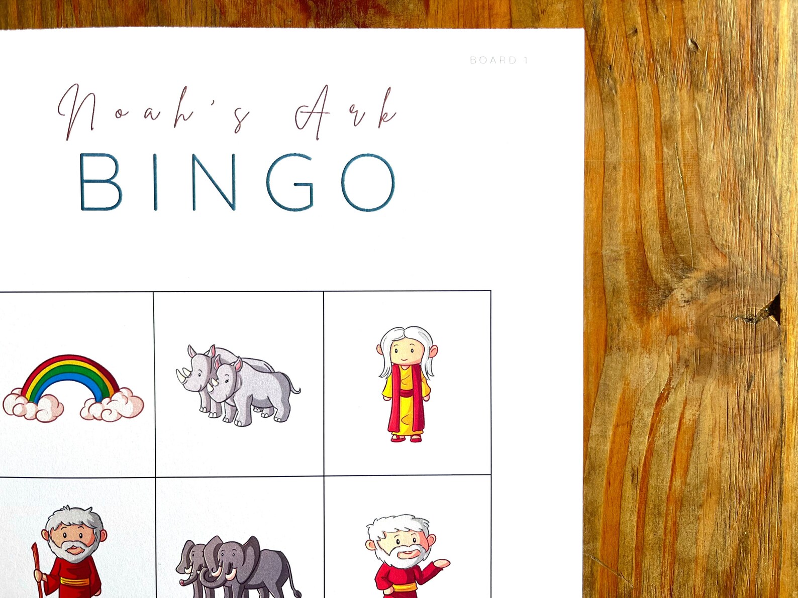 Bible Game for Kid Noahs Ark Bingo Printable Game for Bible Story Bingo ...