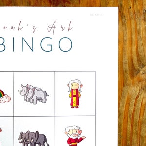 Bible Game for Kid Noahs Ark Bingo Printable Game for Bible Story Bingo ...