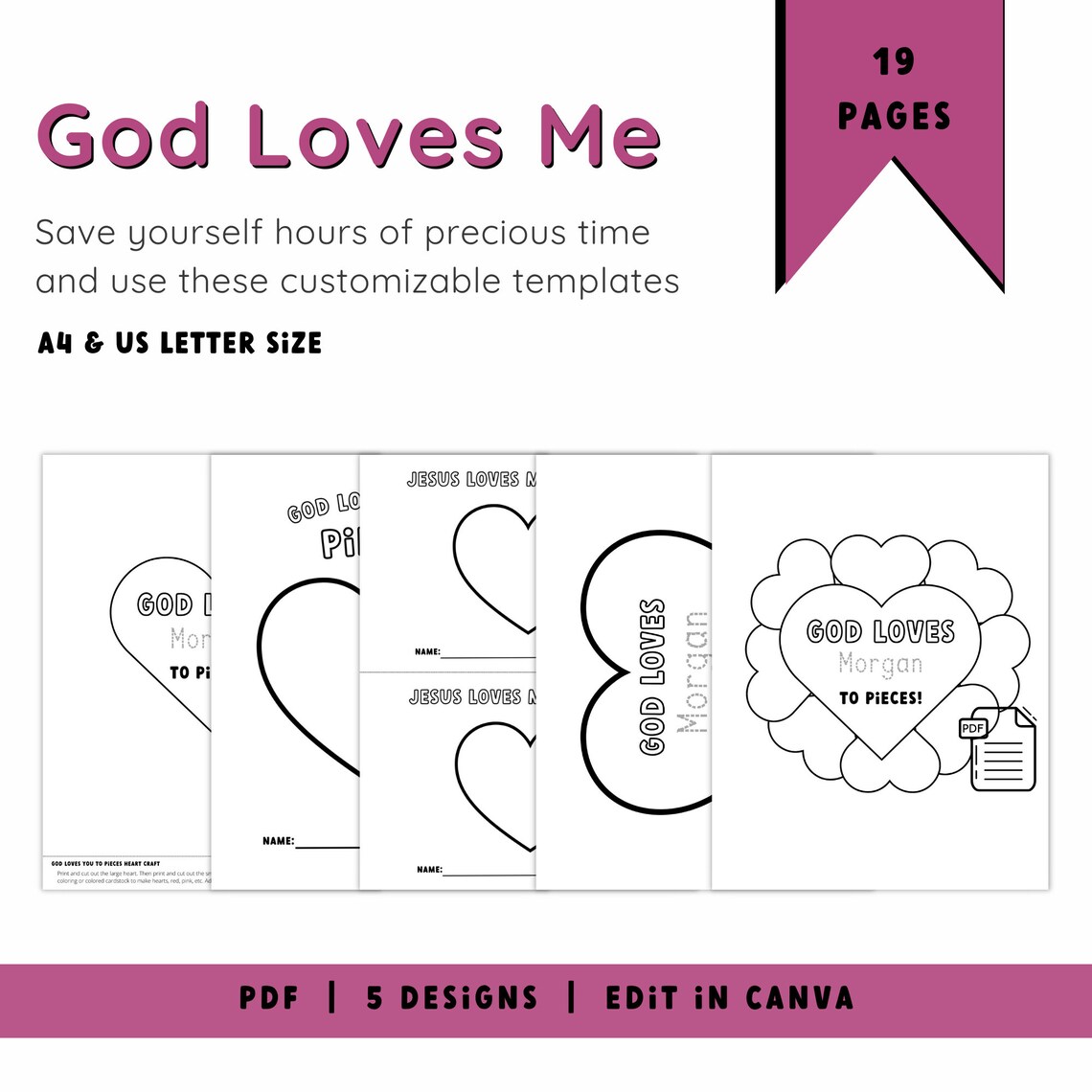 Custom God Loves Me Craft Jesus Loves Me to Pieces Craft for Kid Christian Heart Activity Page ...