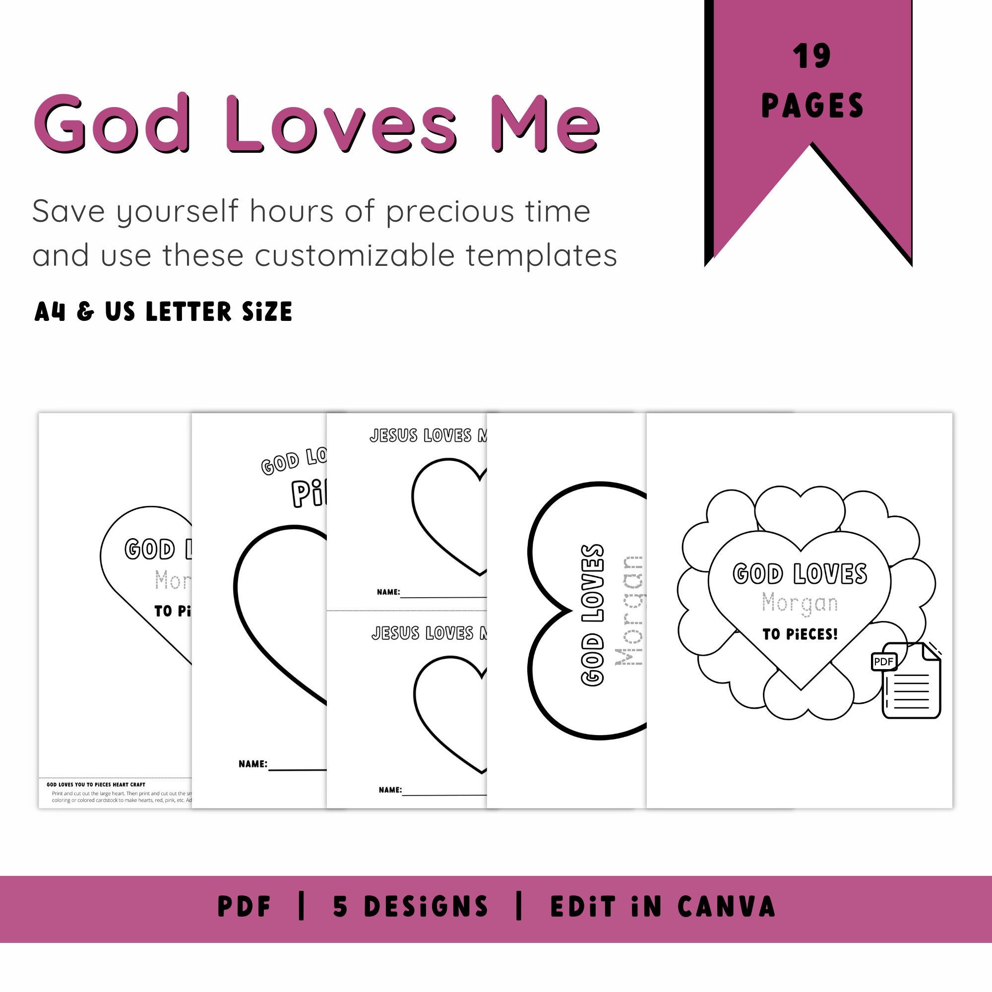 Custom God Loves Me Craft Jesus Loves Me to Pieces Craft for Kid Christian Heart Activity Page ...