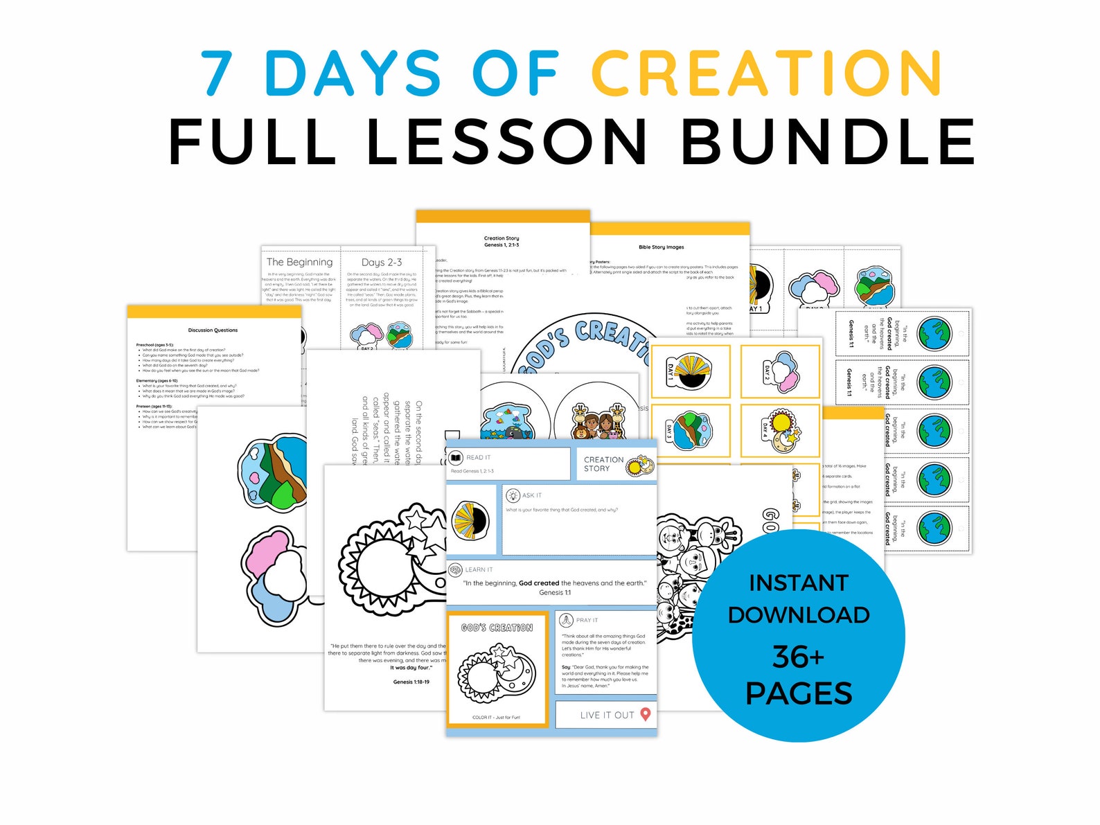 Creation Bible Story Lesson for Kid Church Seven Day of Creation ...