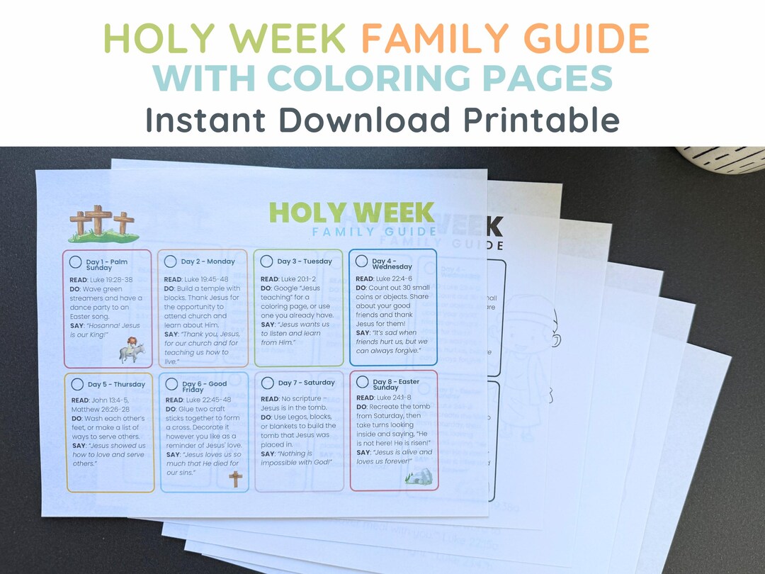 Holy Week Family Guide PDF for Kids Religious Study Lent Season Bible ...