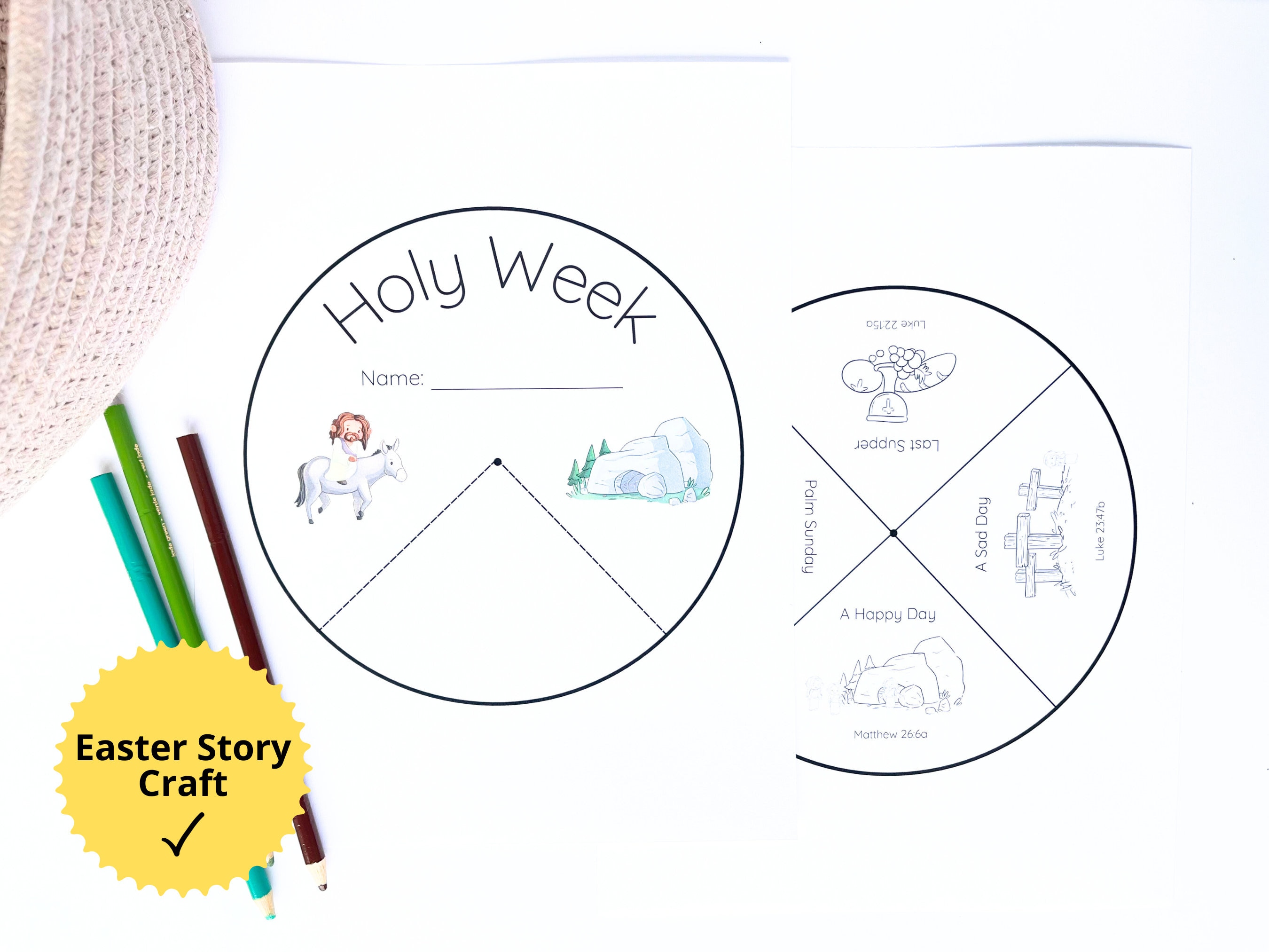 Easter Story Craft for Kids Holy Week Printable Christian Easter Palm ...