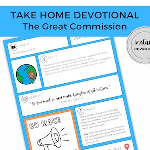 Take Home Devotional Worksheet for Great Commission Bible Story ...