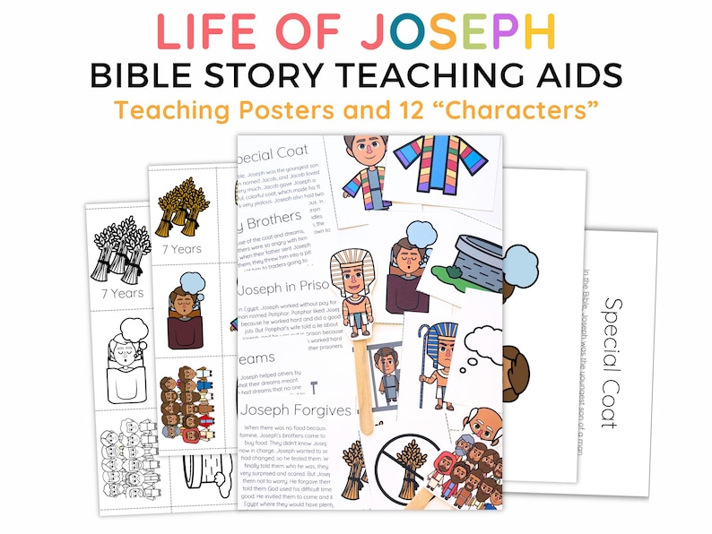 Joseph Coat of Many Colors Teaching Aid for Kid Bible Story Poster ...