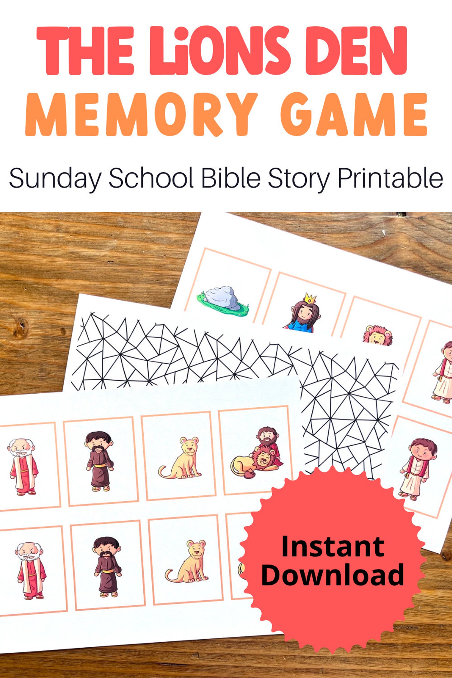 Daniel and the Lions Den Bible Memory Game for Kid Printable Bible ...