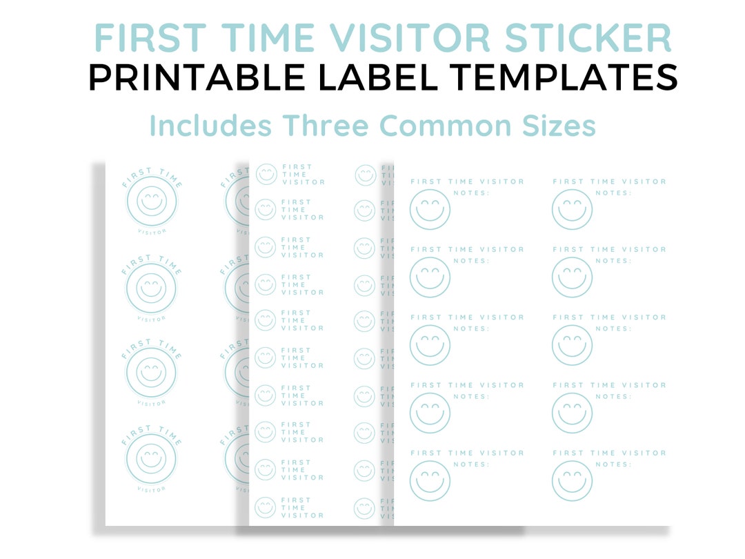First Time Visitor Sticker Kid Ministry Admin Check in Label Template ...