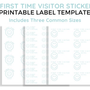 First Time Visitor Sticker Kid Ministry Admin Check in Label Template ...