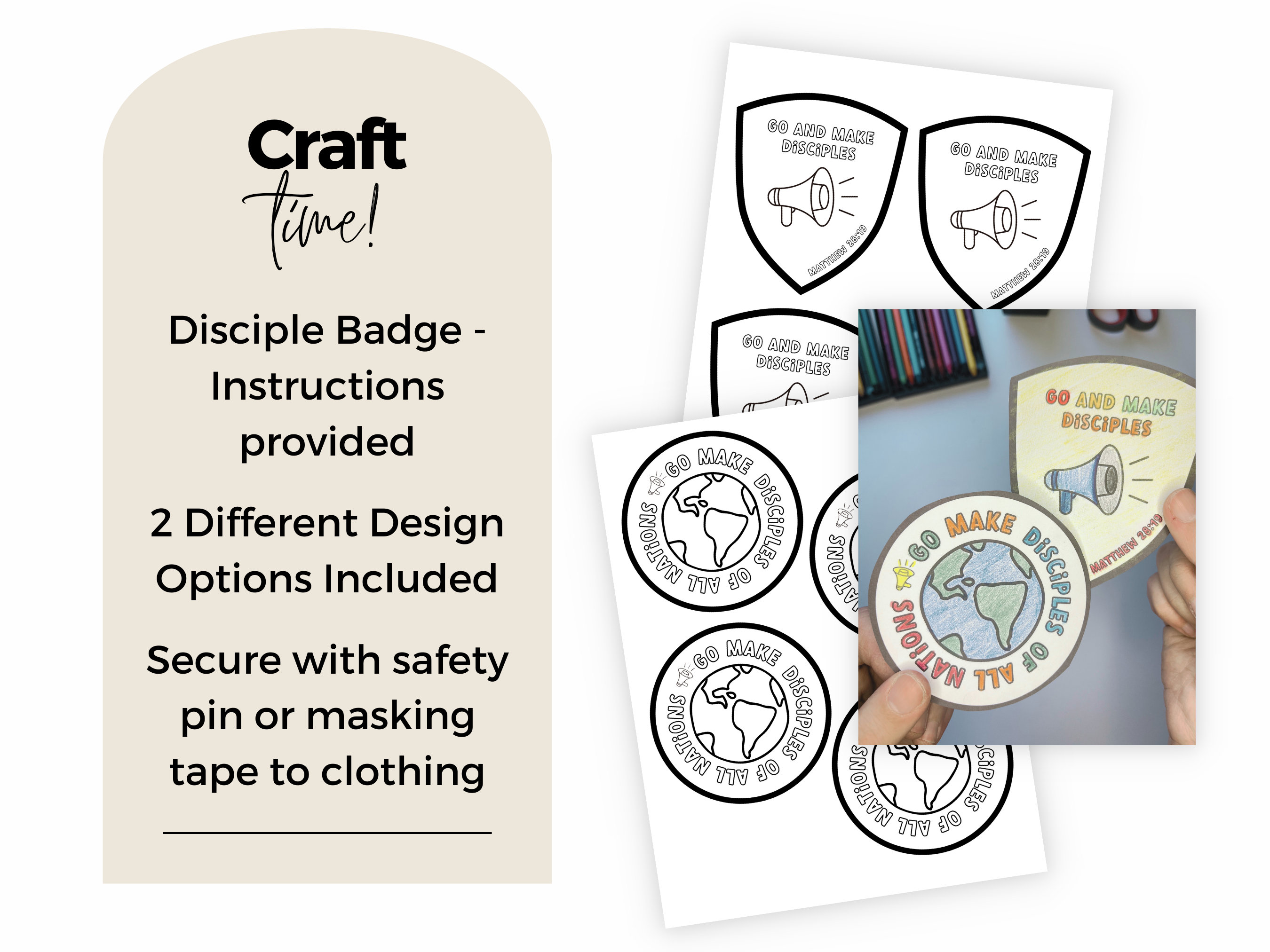 Discipleship Badge Craft for Great Commission Bible Story Children ...
