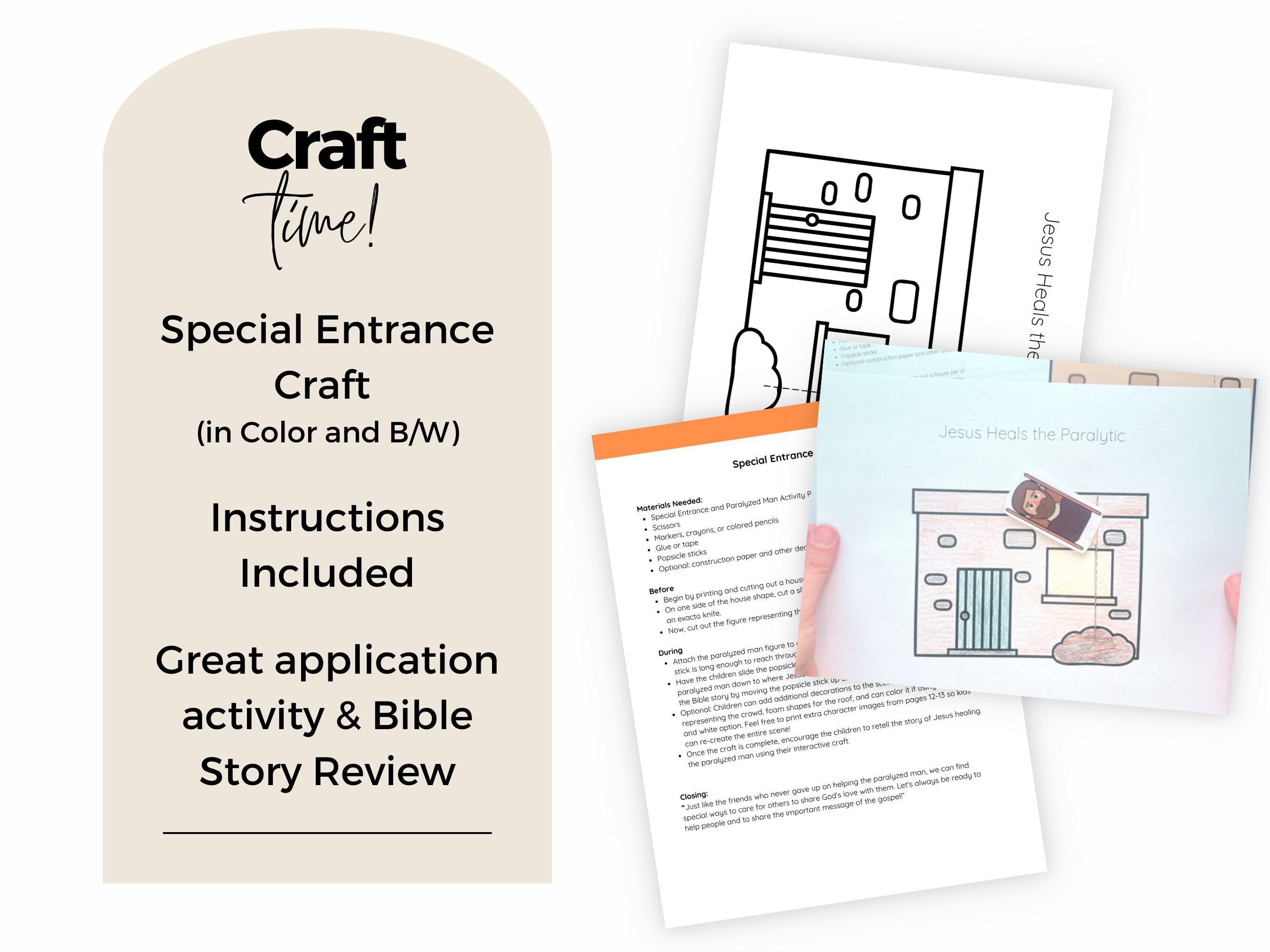 Jesus Heals the Paralyzed Man Bible Story DIY Printable Craft for ...