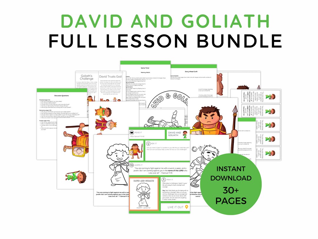 David and Goliath Lesson for Kid Sunday School David & Goliath Bible ...
