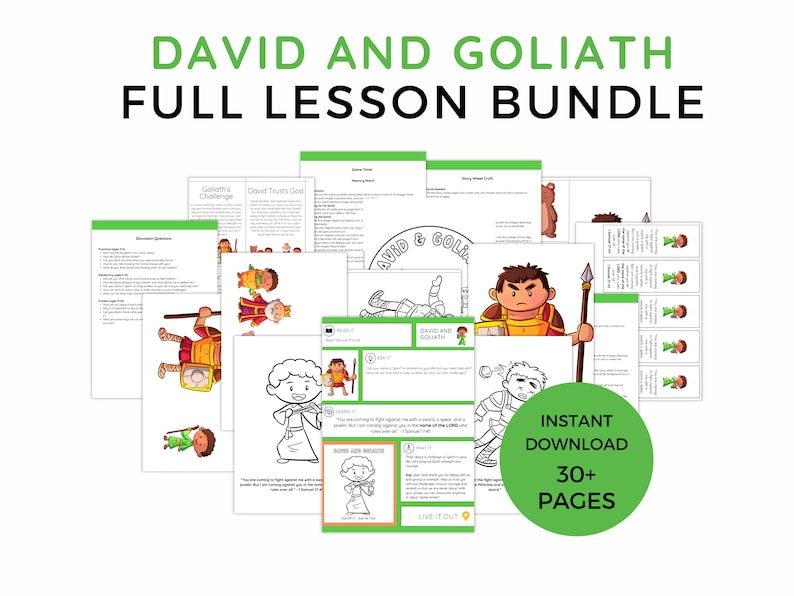 David and Goliath Lesson for Kid Sunday School David & Goliath Bible ...