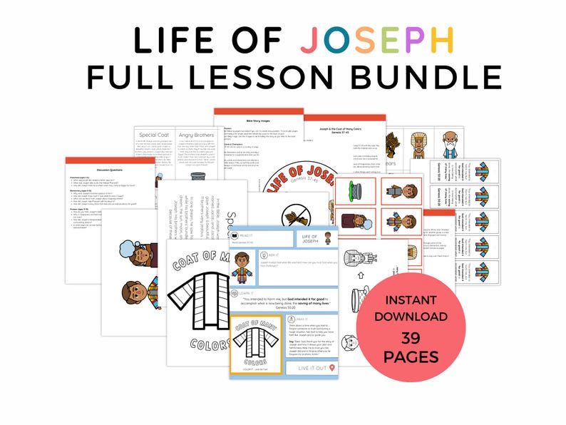 Joseph Bible Story for Sunday School Coat of Many Colors Lesson Plan ...