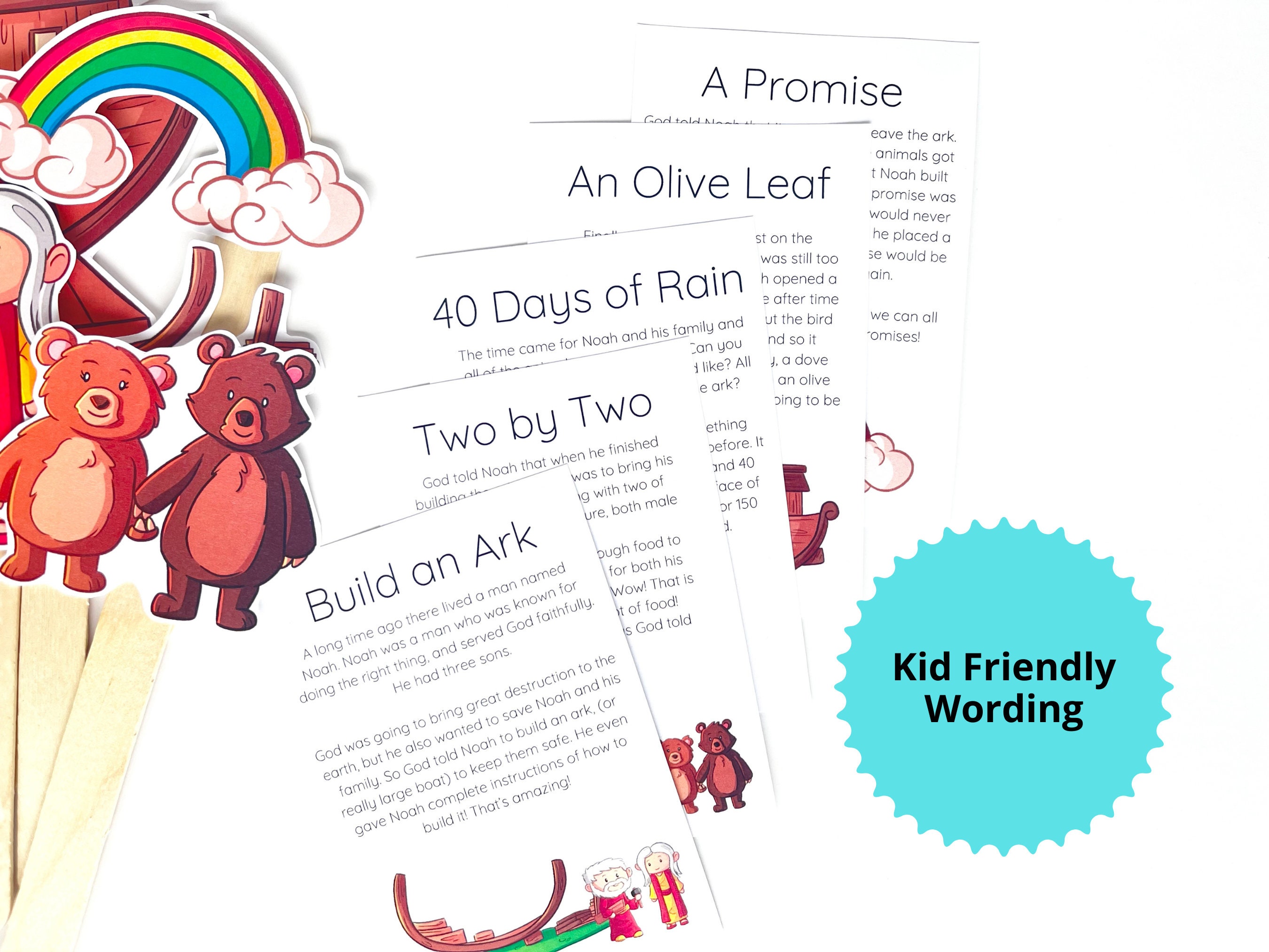 Noahs Ark Story Cards Christian Kid Bible Story Activity Printable ...