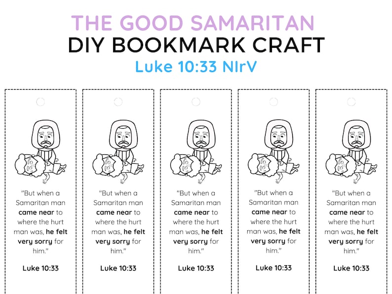 Good Samaritan Bookmark for Scripture Memory Kids Bible Verse ...