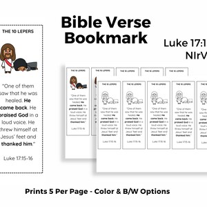 Thankfulness Bible Lesson for Kids Printable Ten Lepers Bible Story ...