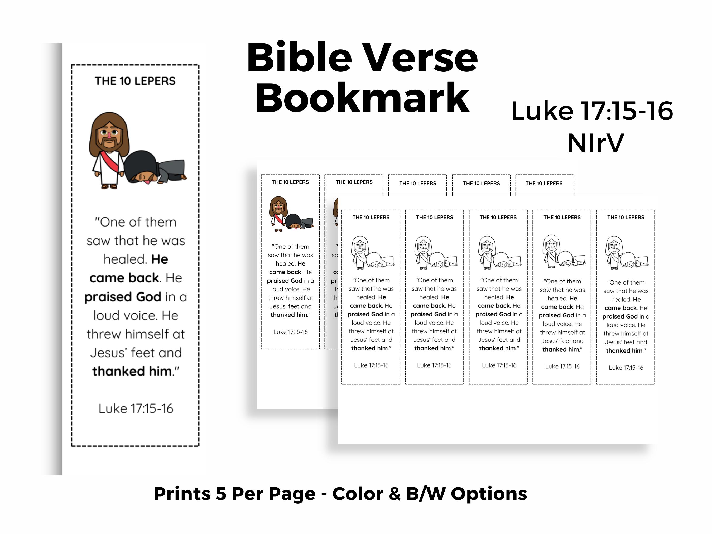 Thankfulness Bible Lesson for Kids Printable Ten Lepers Bible Story ...