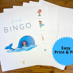 Jonah and the Whale Game Sunday School Bible Story Bingo Printable ...