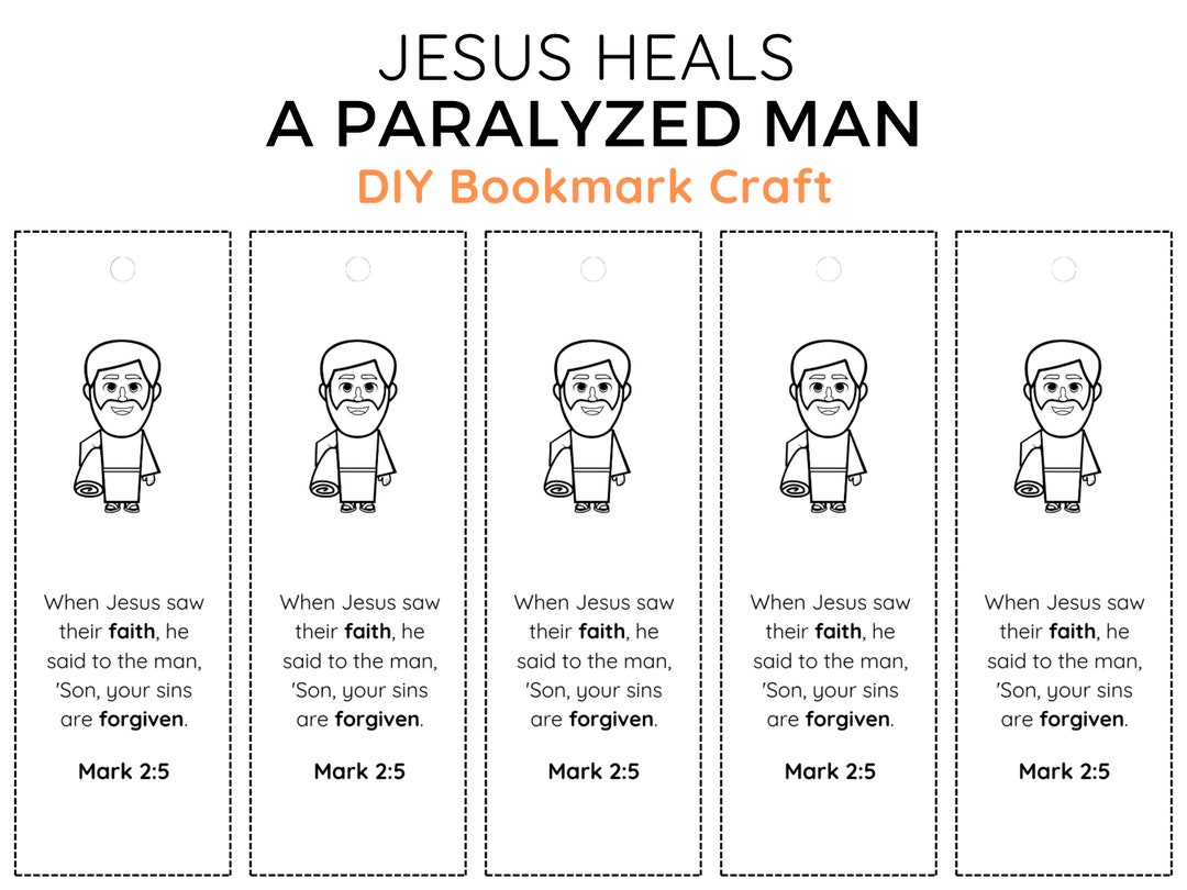 Jesus Heals a Paralyzed Man Bookmark Craft Printable DIY Bible Story ...