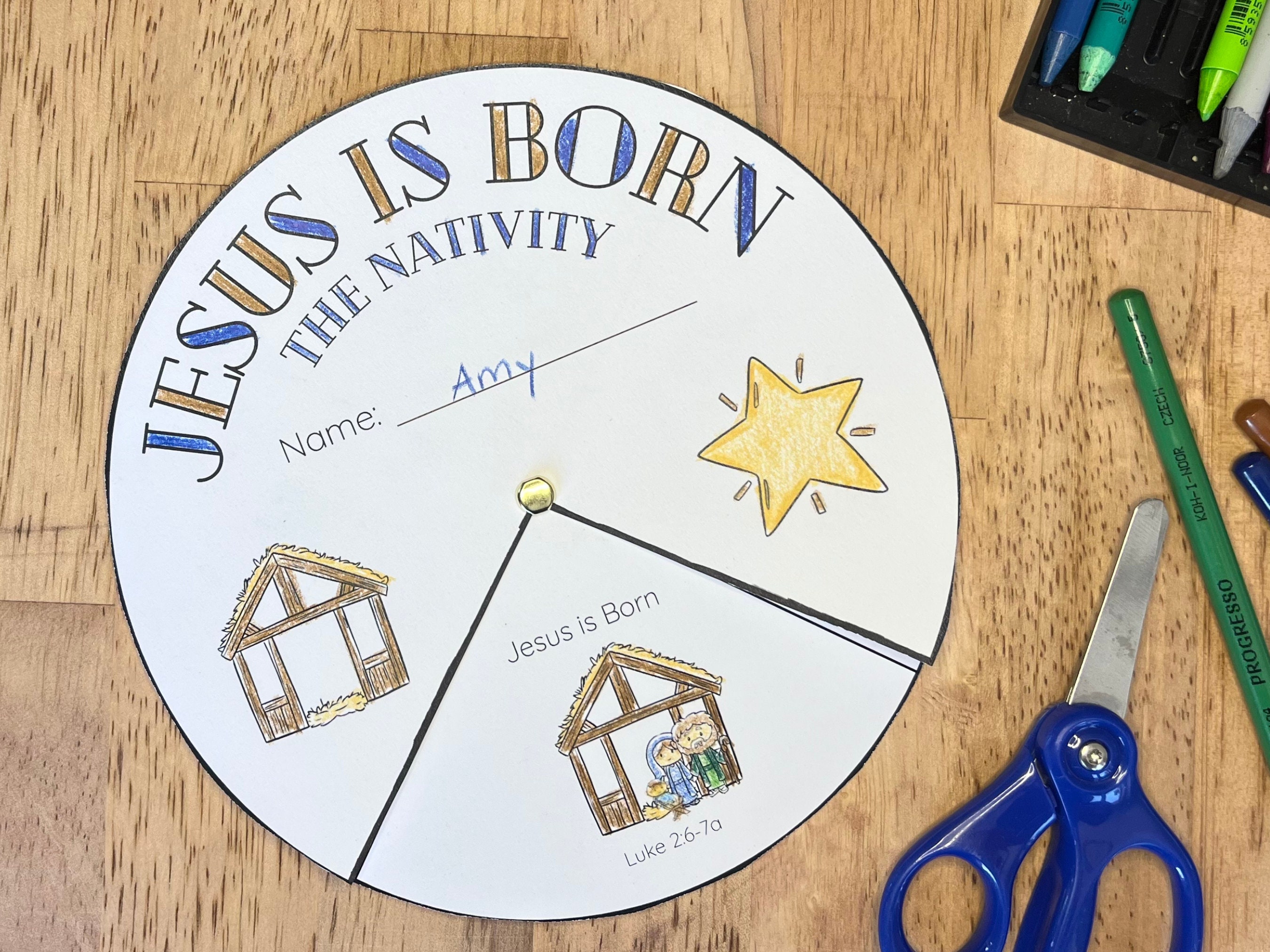 Nativity Story Wheel Craft for Kid Christmas Nativity Activity for ...