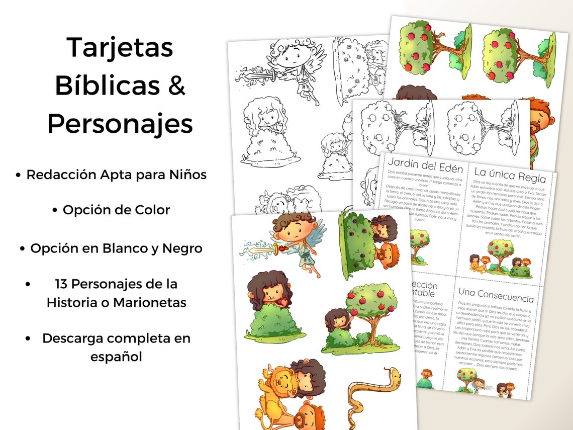 Adam and Eve Bible Story in Spanish Garden of Eden Kid Craft the Fall ...