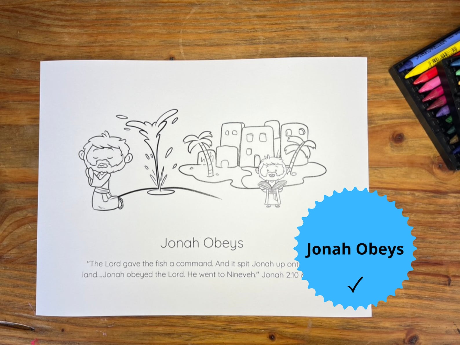 Jonah and the Whale Coloring Page Set of Four Jonah and the Big Fish ...