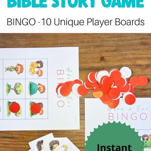 Bingo Game Printable Adam and Eve Bible Story Bingo Adam and Eve Garden ...