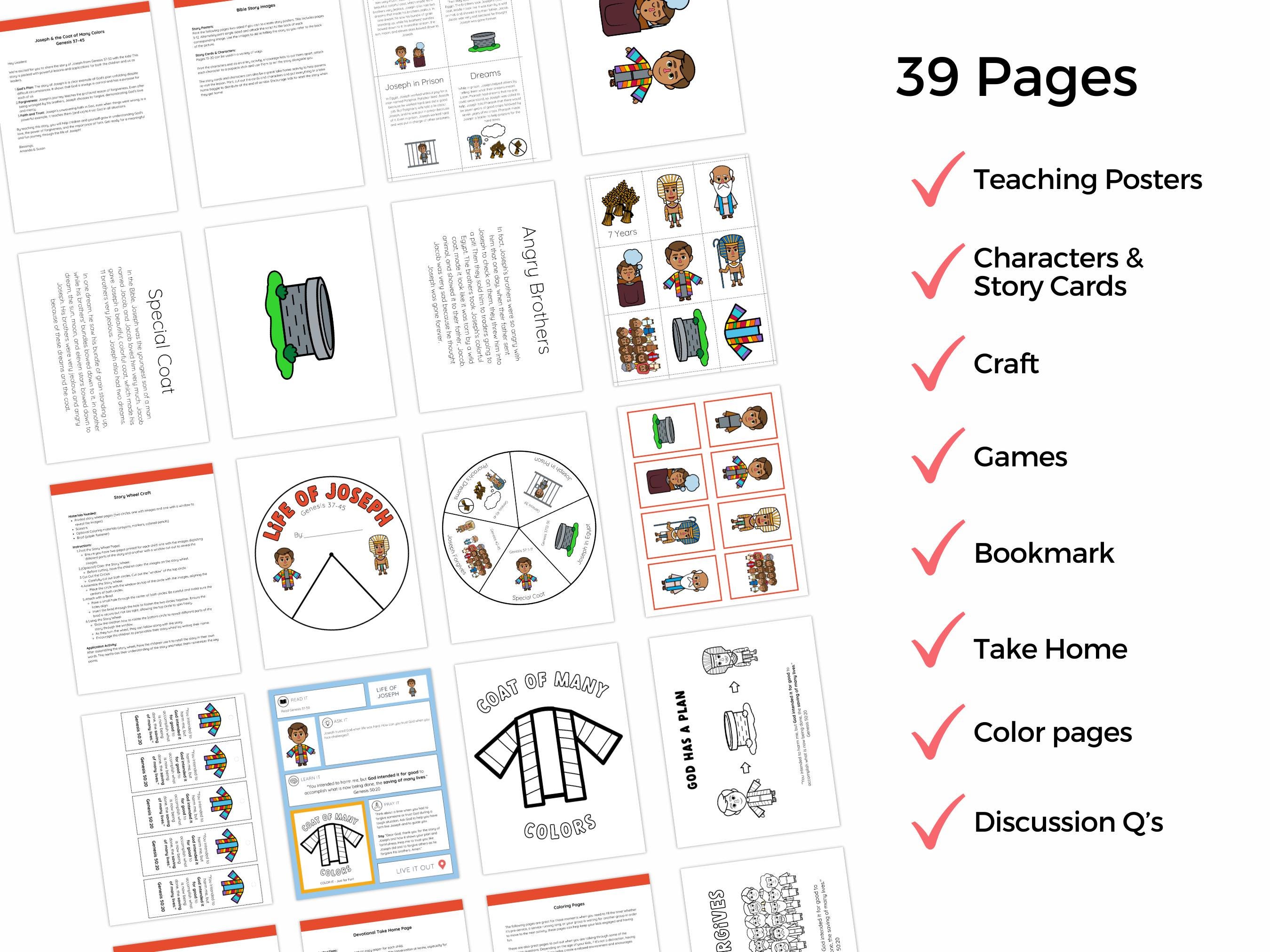 Joseph Bible Story for Sunday School Coat of Many Colors Lesson Plan ...