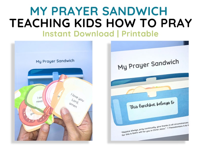 Prayer Sandwich Activity for Kid Prayer Craft Printable Christian ...