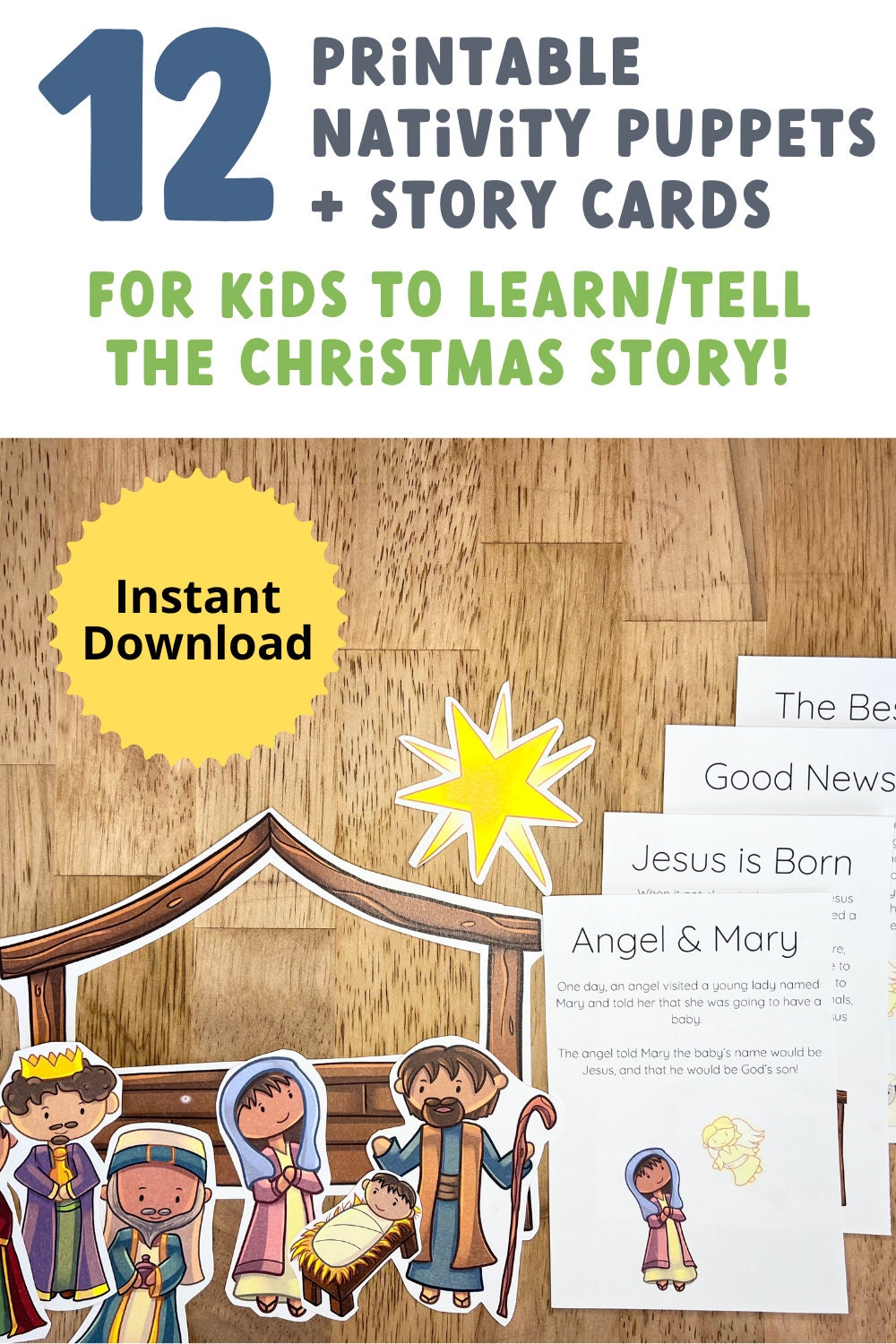 Christian Christmas Nativity Puppet Set Christmas Puppet DIY Printable ...