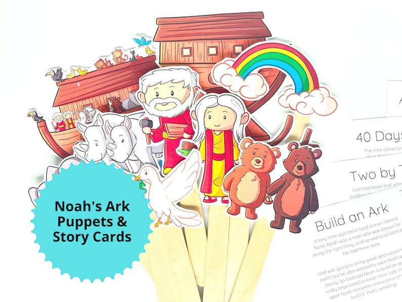 Noahs Ark Story Cards Christian Kid Bible Story Activity Printable ...