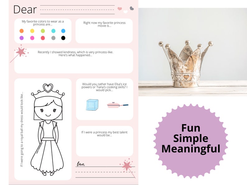Pen Pal Kit Princess Activities Kids Letter Template Writing Prompts ...