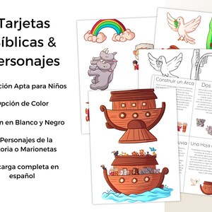 Noahs Ark Story Cards in Spanish Christian Kid Bible Story Activity ...