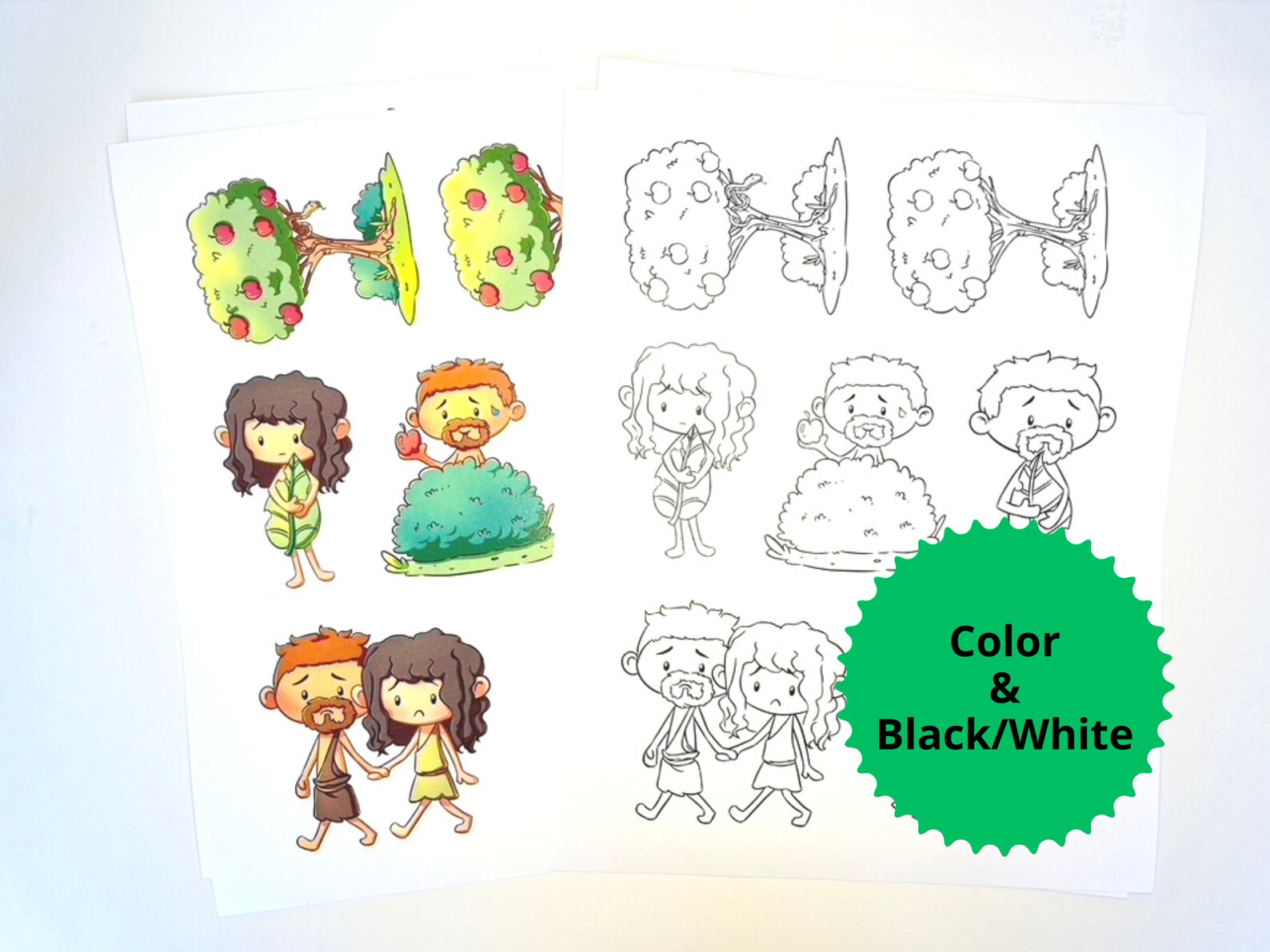 Adam and Eve Bible Story Card and Puppet Garden of Eden Kid Craft the ...