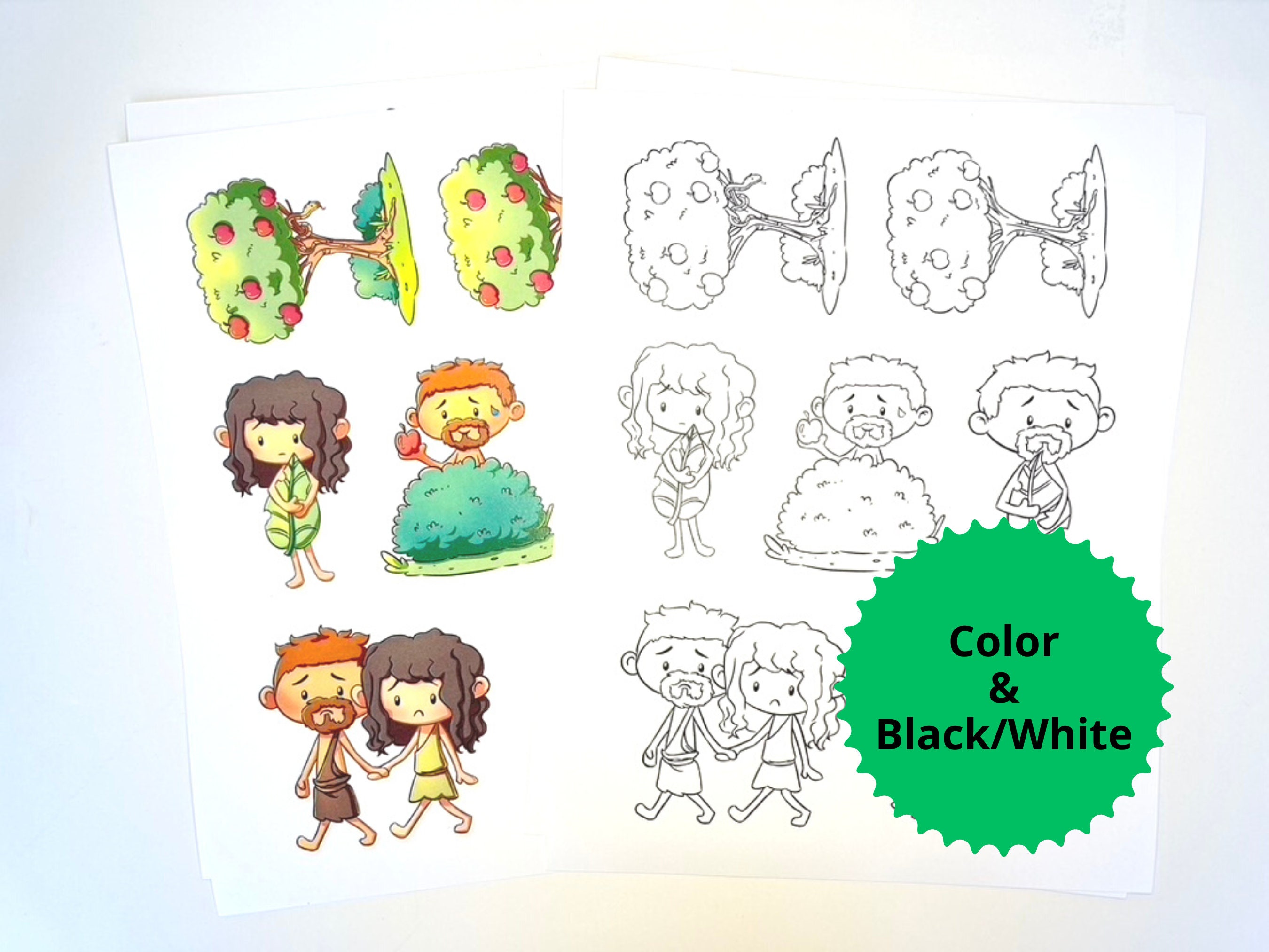 Adam and Eve Bible Story Card and Puppet Garden of Eden Kid Craft the ...