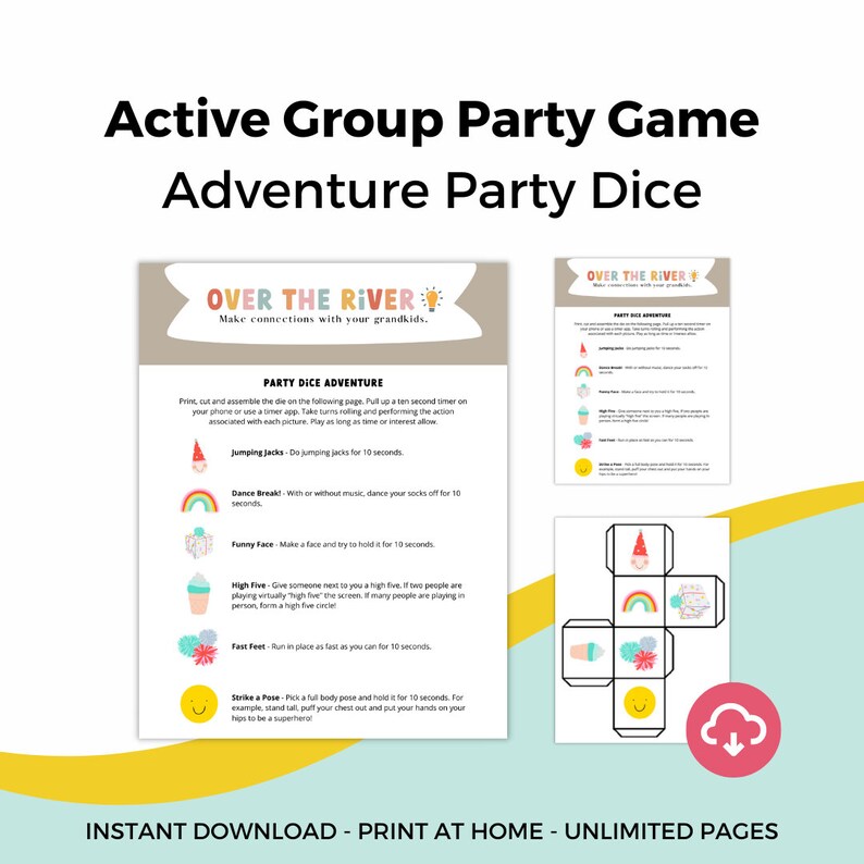 Printable Paper Dice for Kids Action Game Group Activity Printable ...