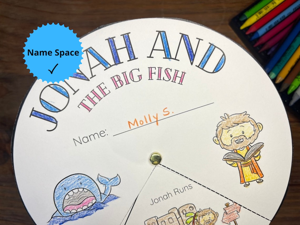 Jonah and the Big Fish Story Wheel Jonah and the Whale Craft for Kid ...