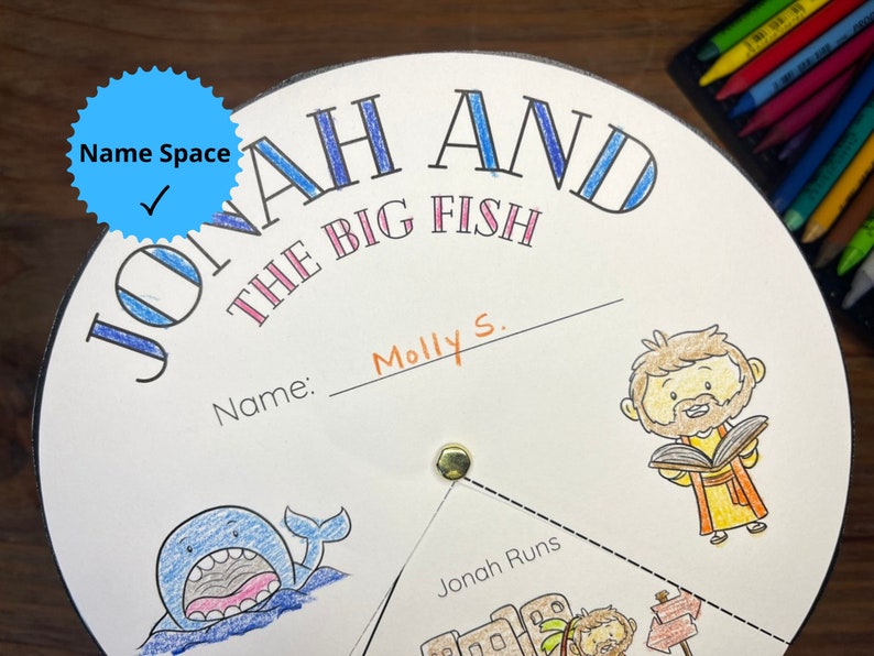 Jonah and the Big Fish Story Wheel Jonah and the Whale Craft for Kid ...