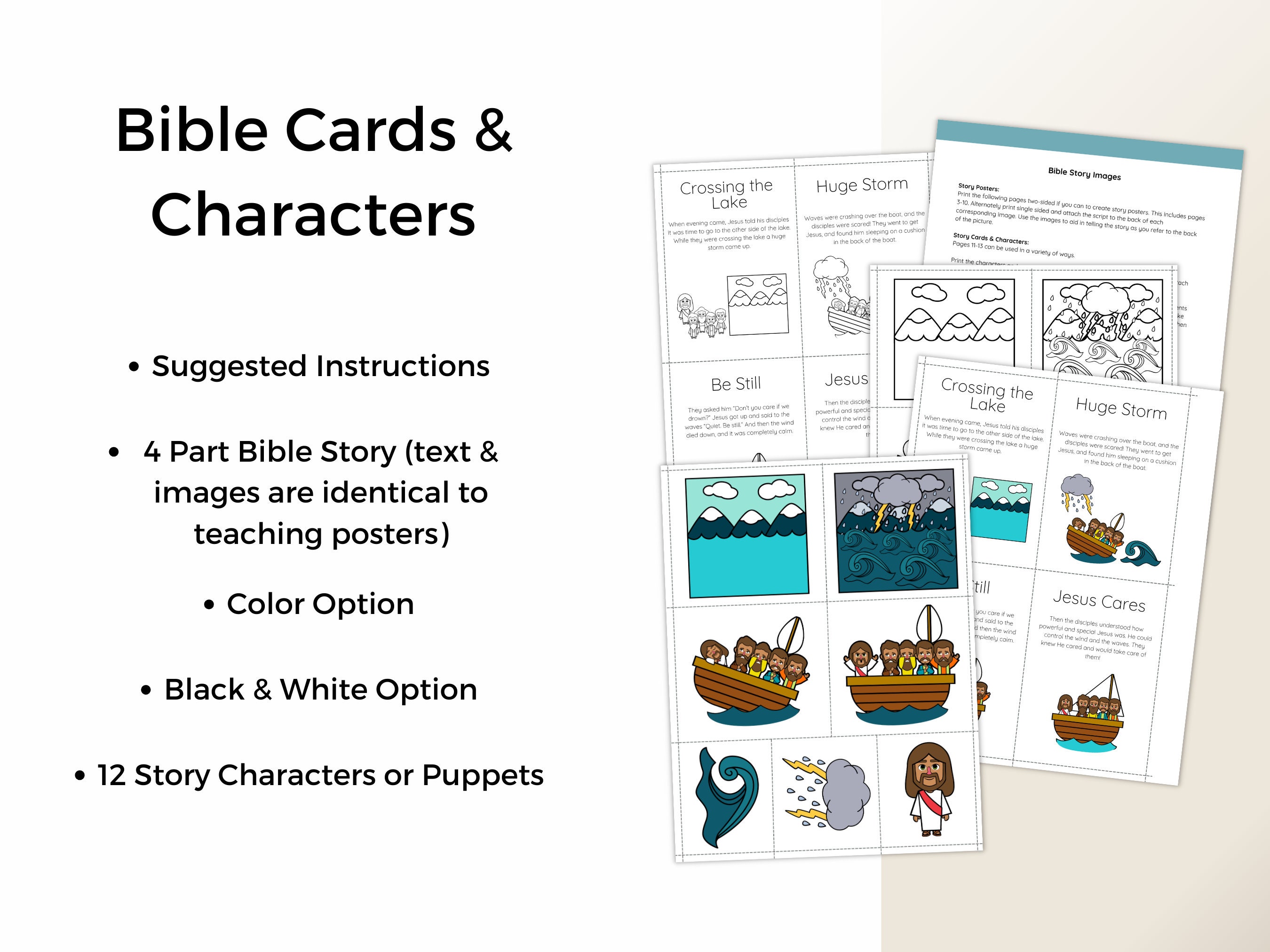 Jesus Calm the Storm Bible Story Teaching Poster Jesus Miracle Bible ...