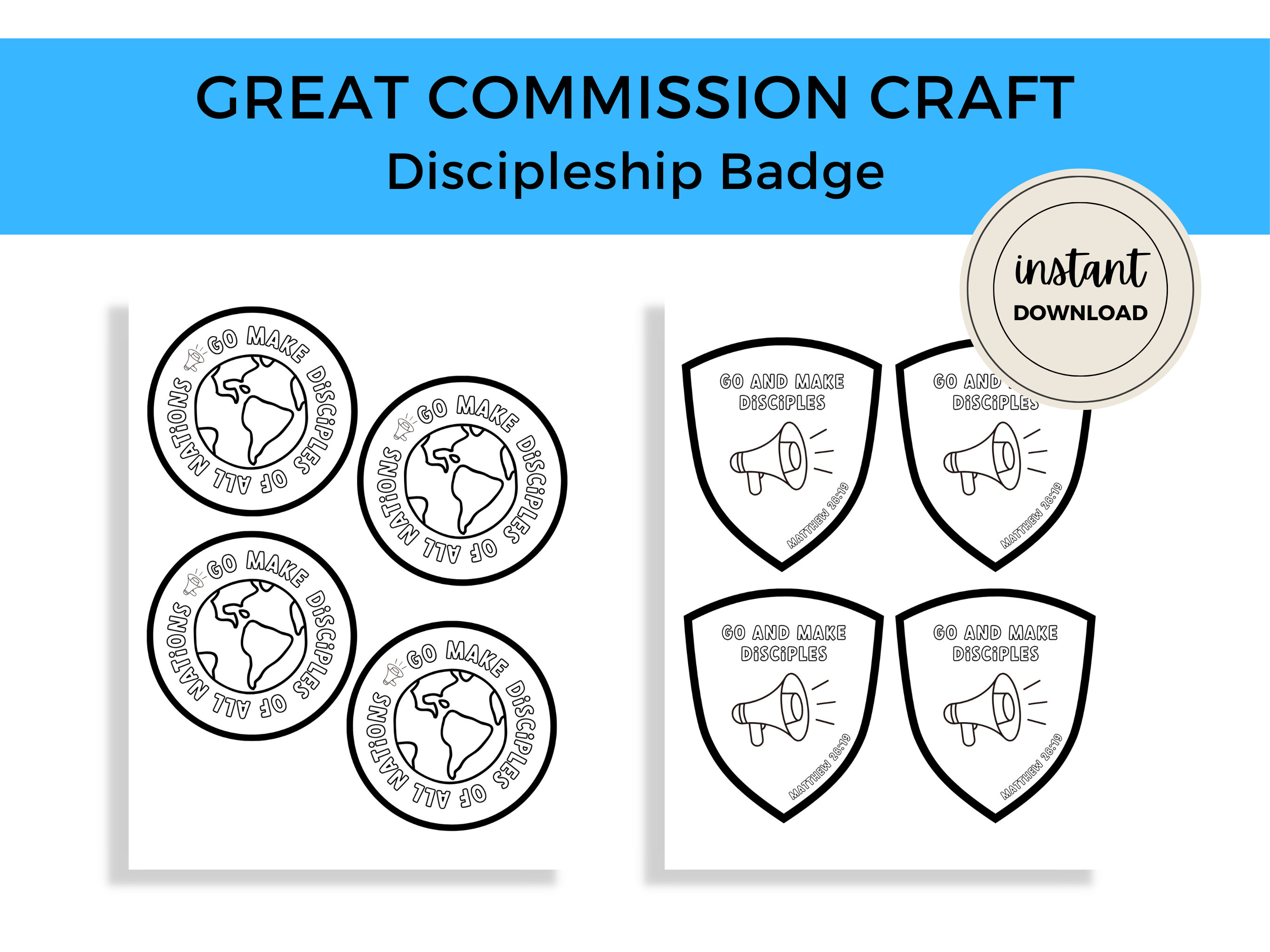 Discipleship Badge Craft for Great Commission Bible Story Children ...